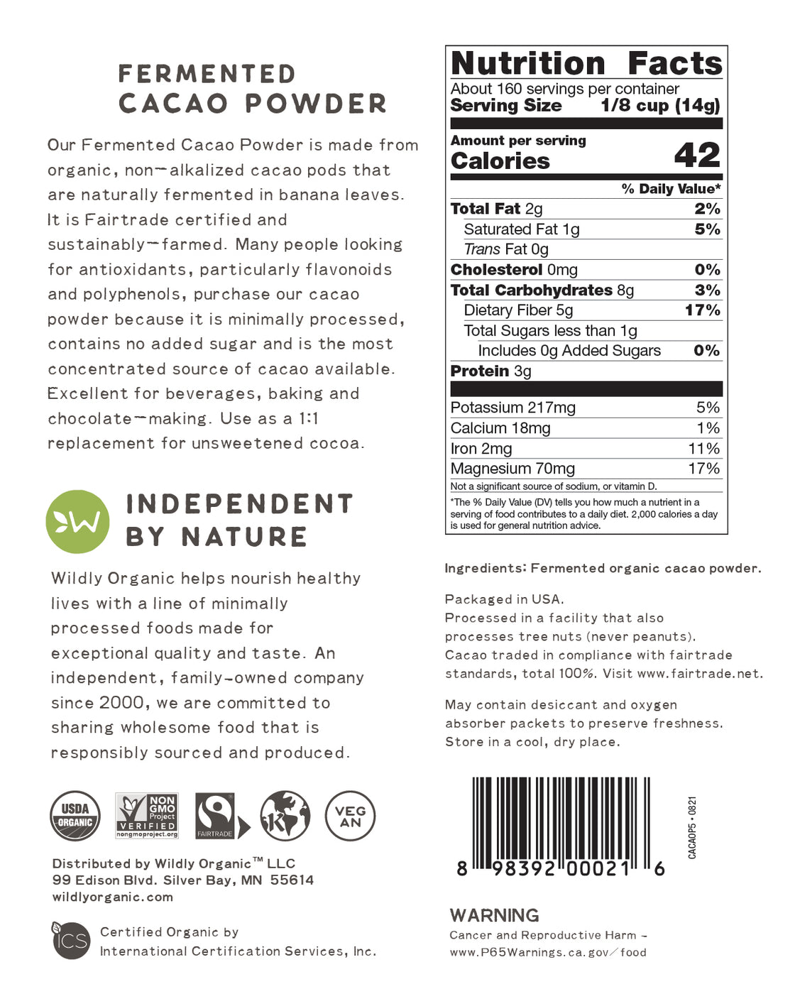 Raw Cacao Powder | Fair-trade Certified | Wildly Organic